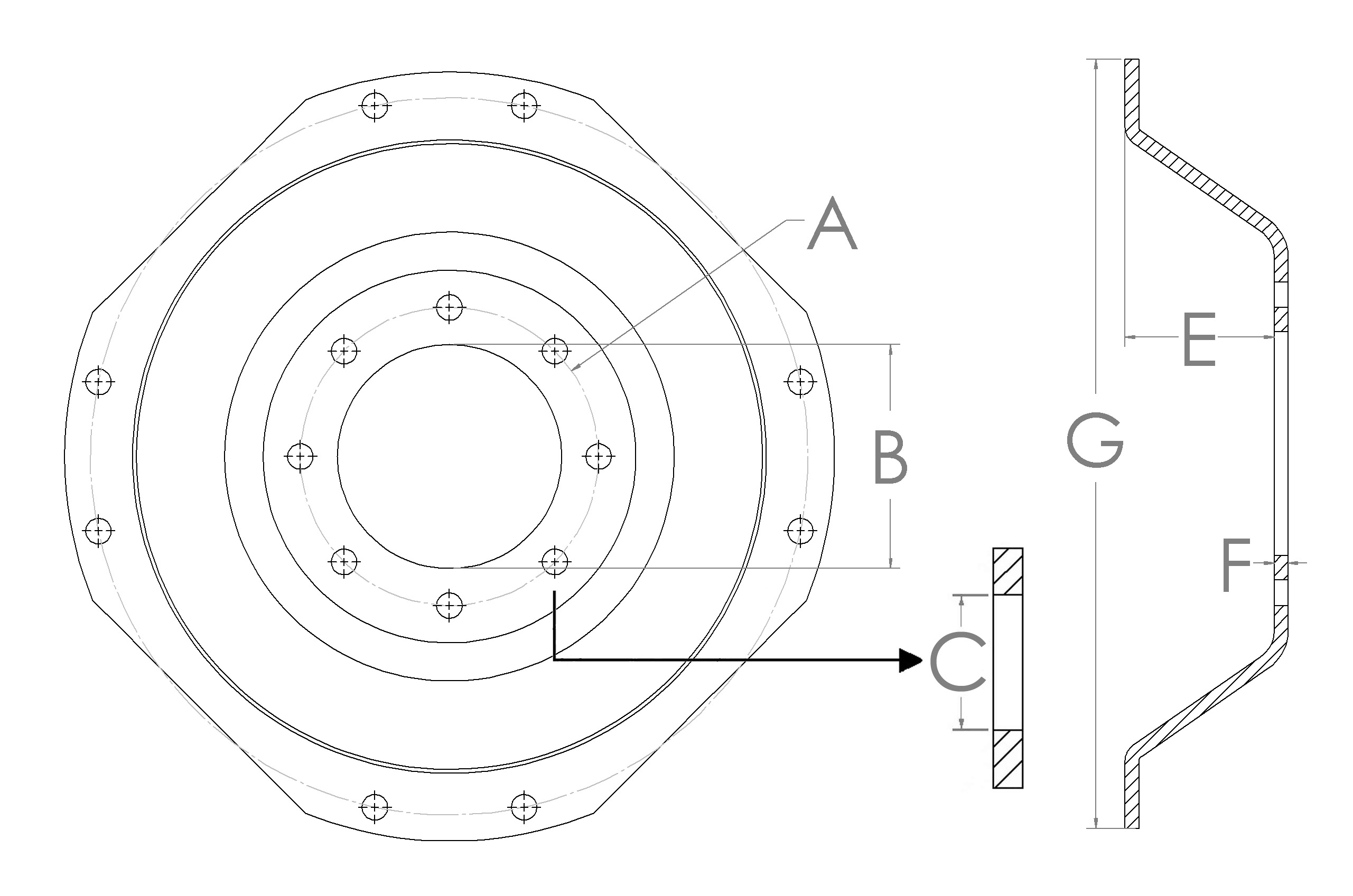 8 Hole AG 27/32” BH (8” BC) waffle rim centers : Wold, United States ...