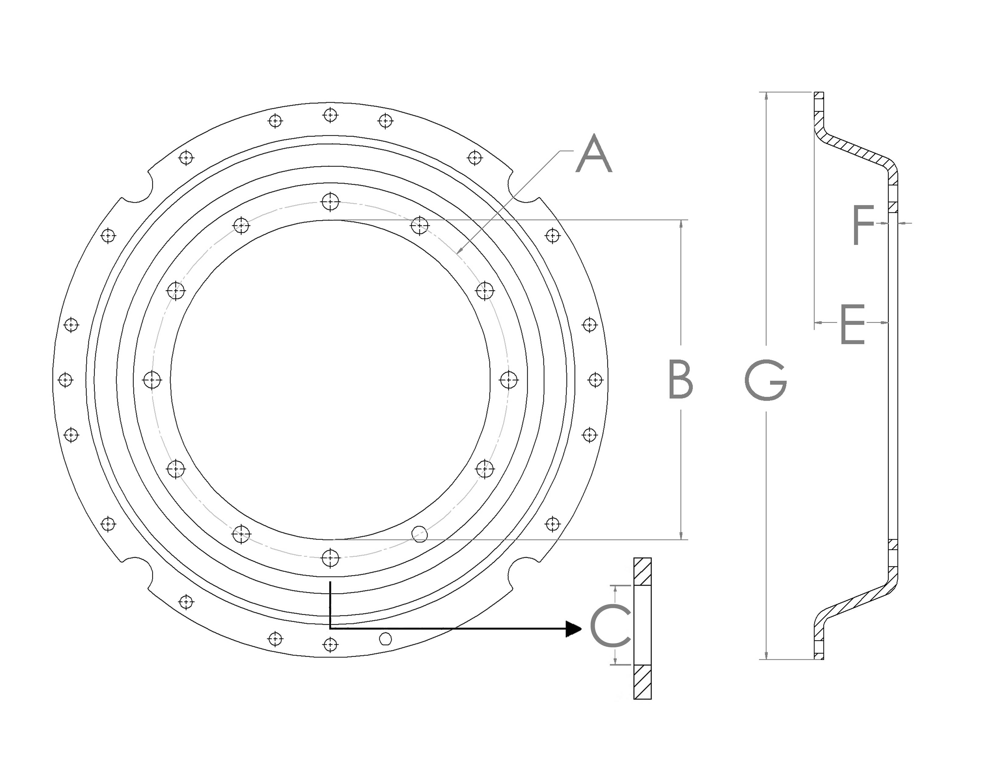 12 Hole (19.69” BC) Waffle Rim Centers : Wold, United States, Canada