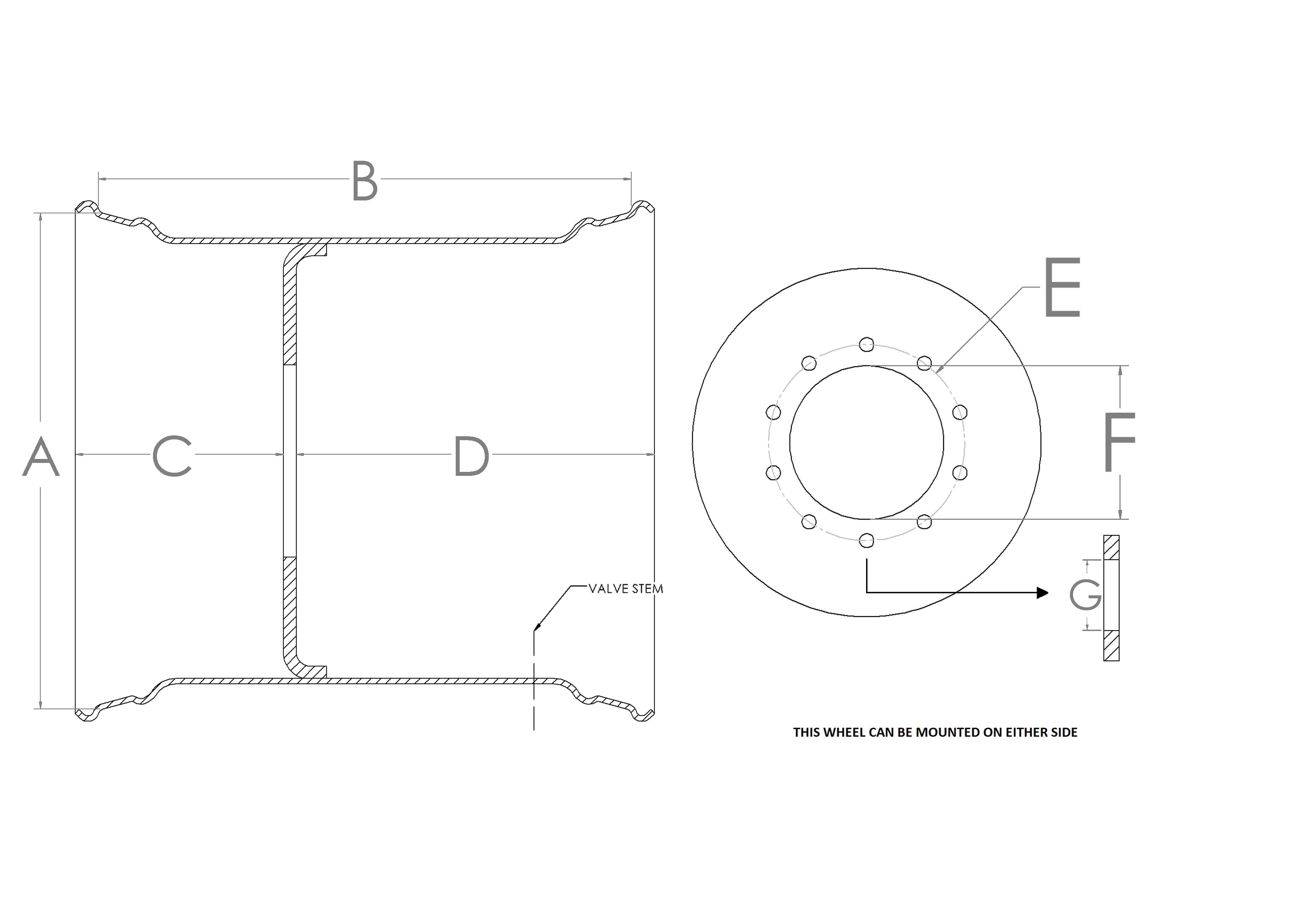 10 Hole Hub Pilot Rims with 11.25 Bolt Circle : Wold, United States, Canada