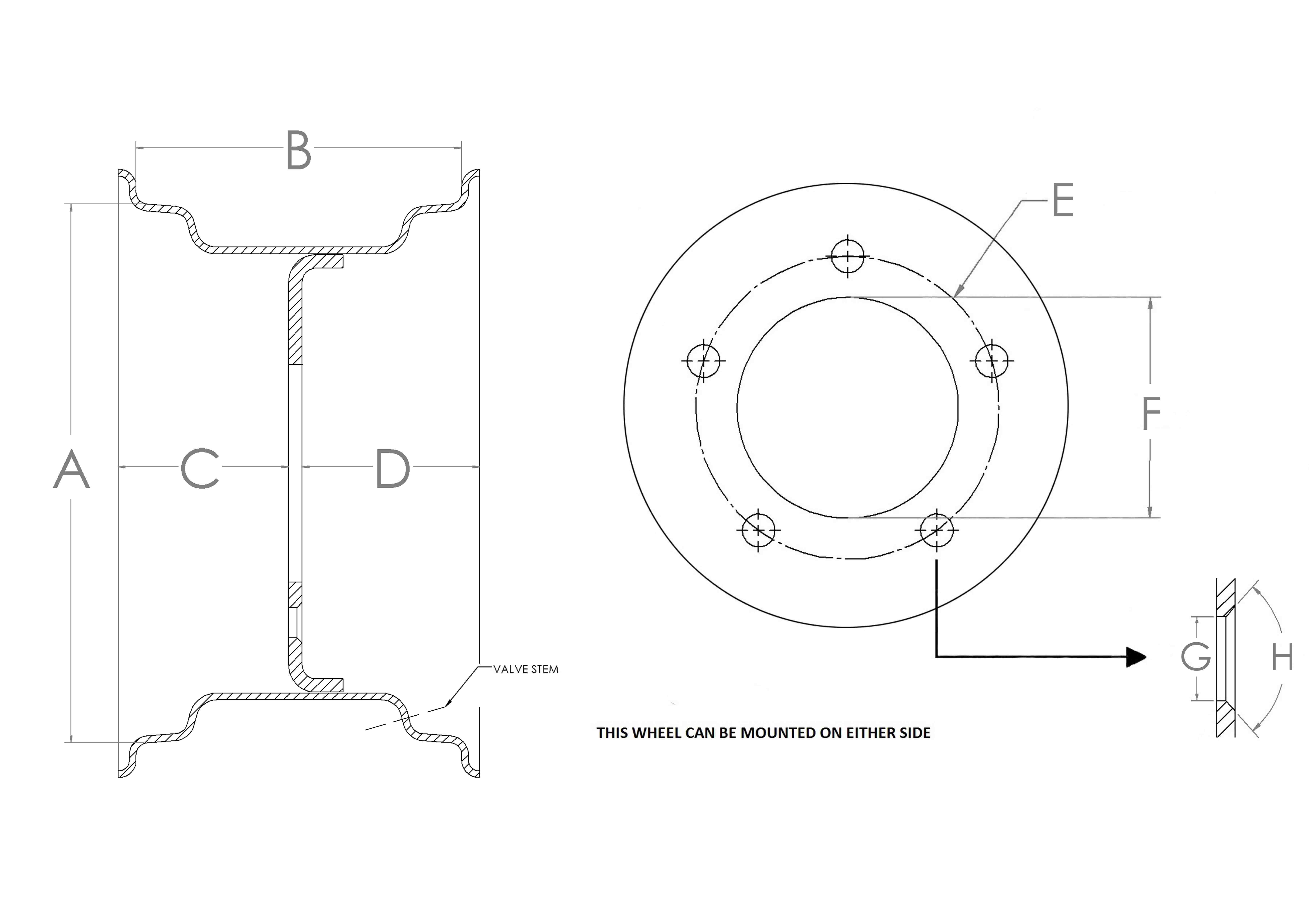 5 Hole Ag Rims with 5.5 Bolt Circle, Tractor Front/Implement Wheel Rims ...