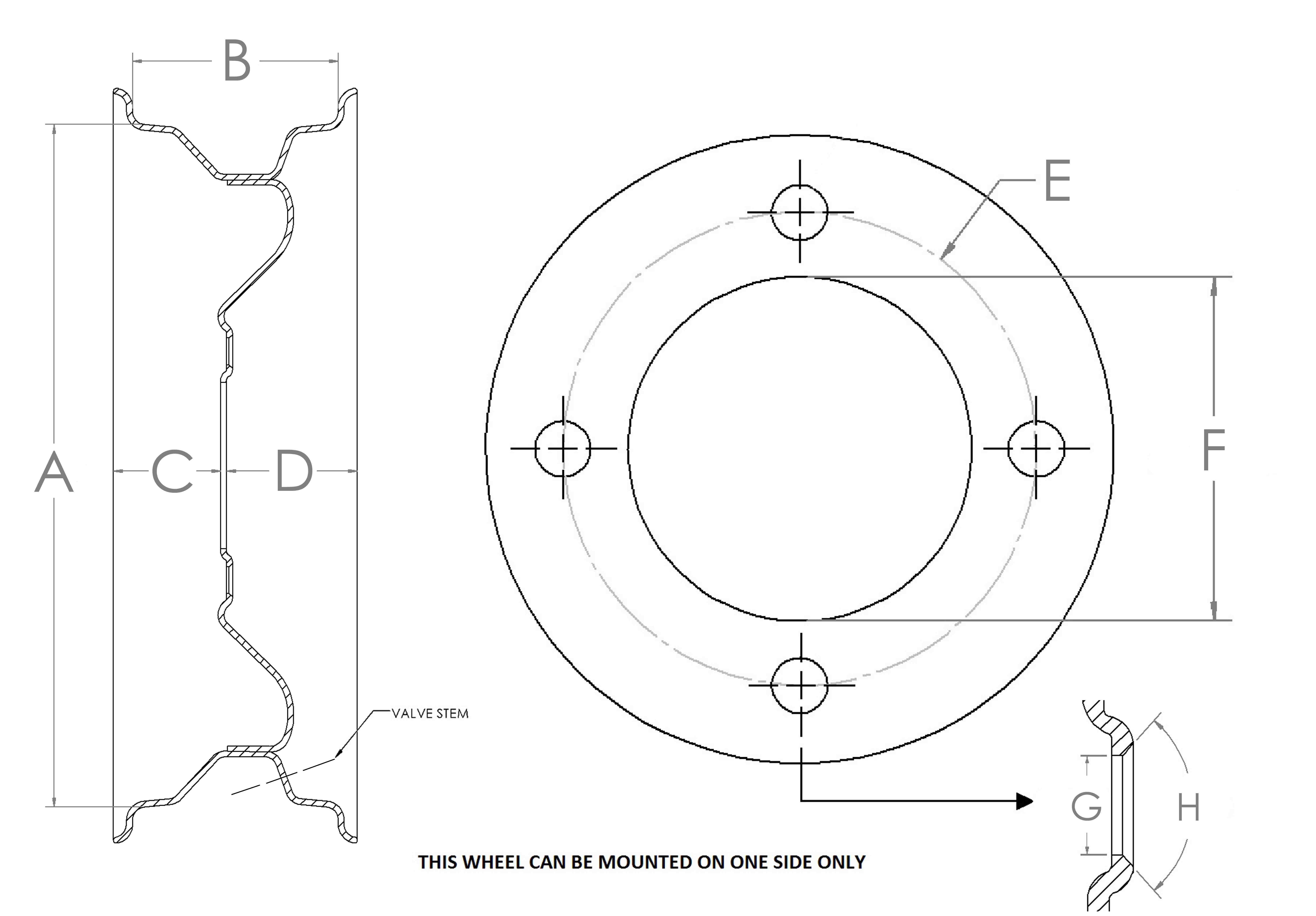 4 Hole Ag Rims with 5 Bolt Circle, Tractor Front/Implement Wheel Rims ...