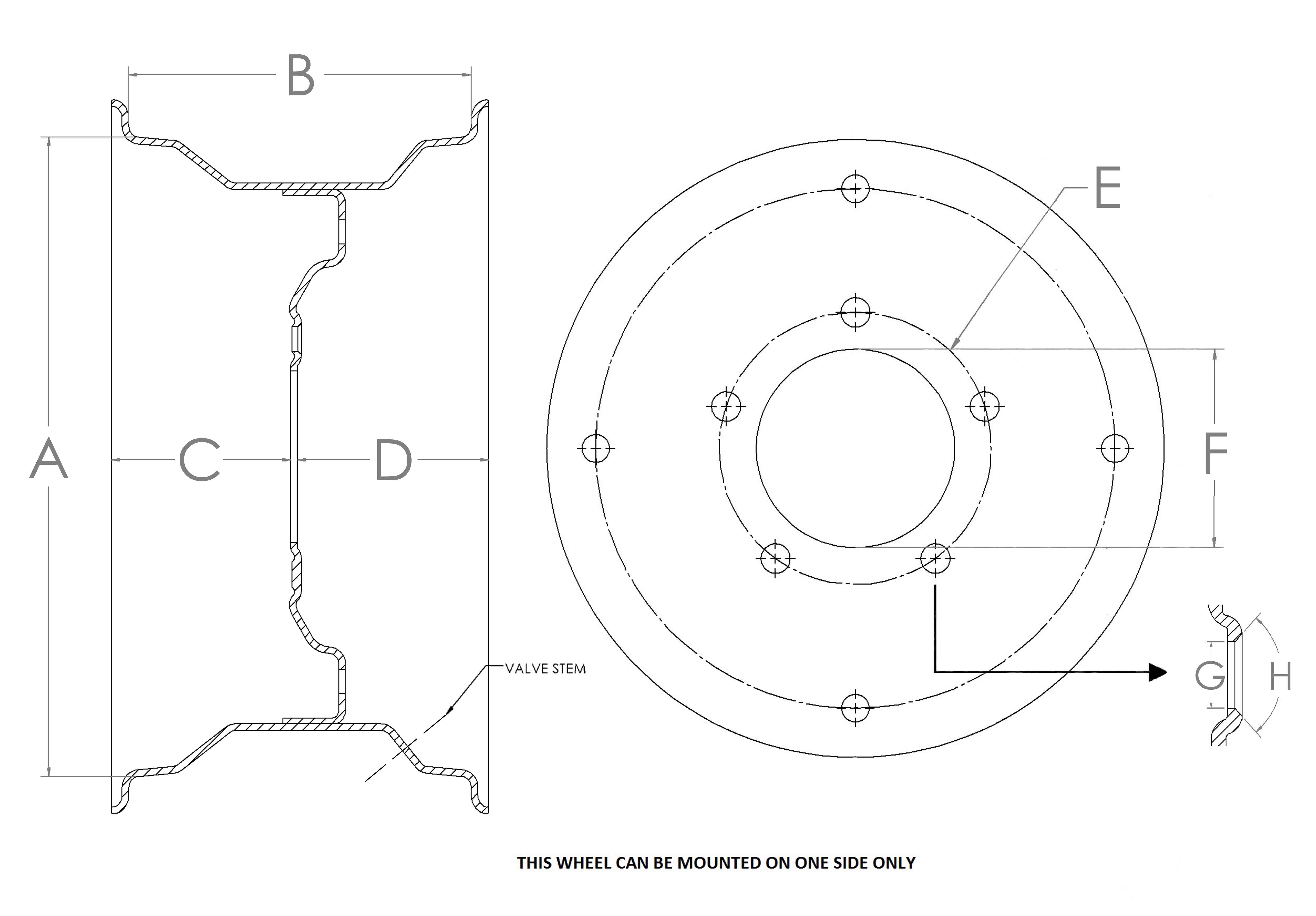 5 Hole Ag Rims with 5.5 Bolt Circle, Tractor Front/Implement Wheel Rims ...