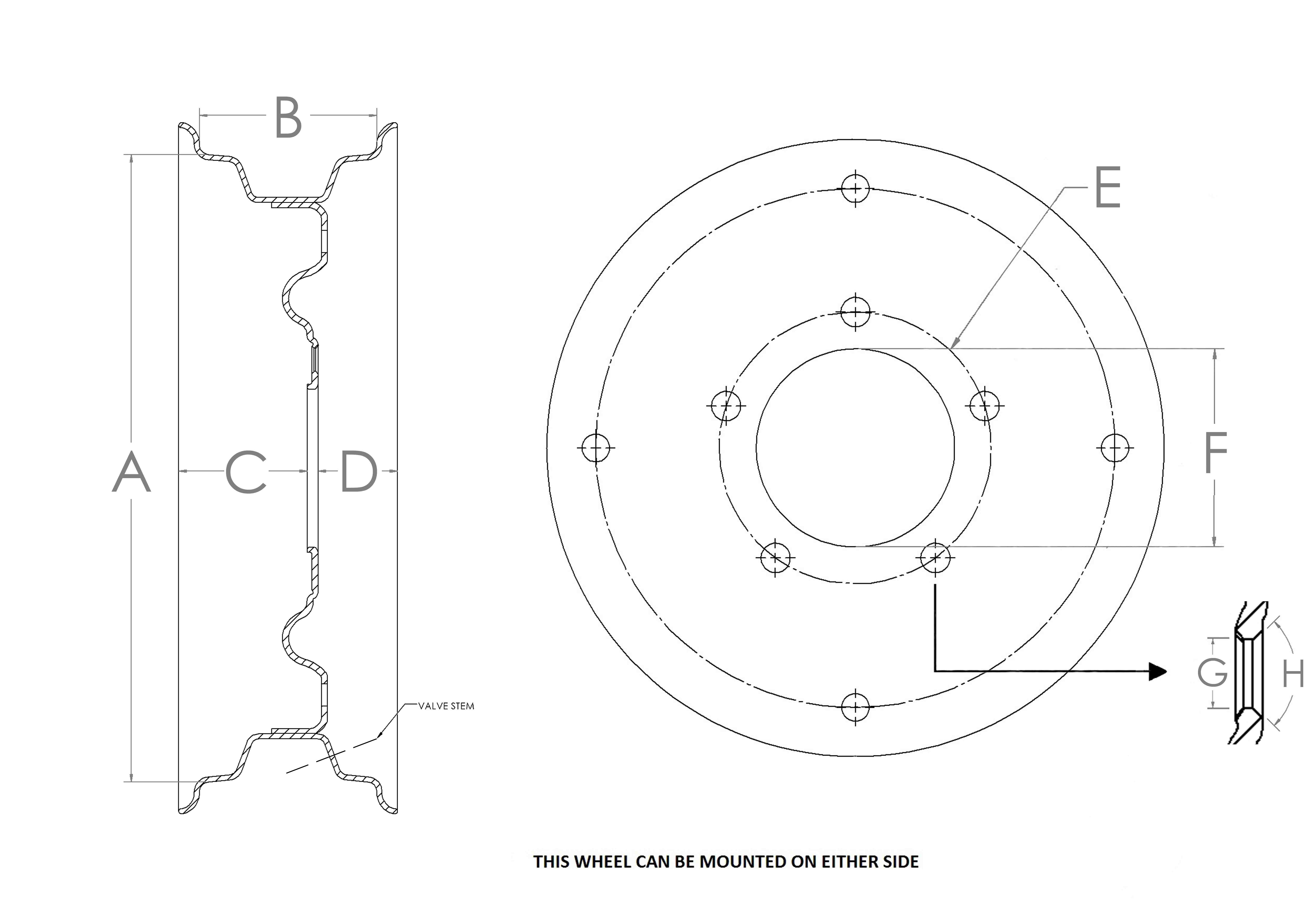 5 Hole Ag Rims with 5.5 Bolt Circle, Tractor Front/Implement Wheel Rims ...