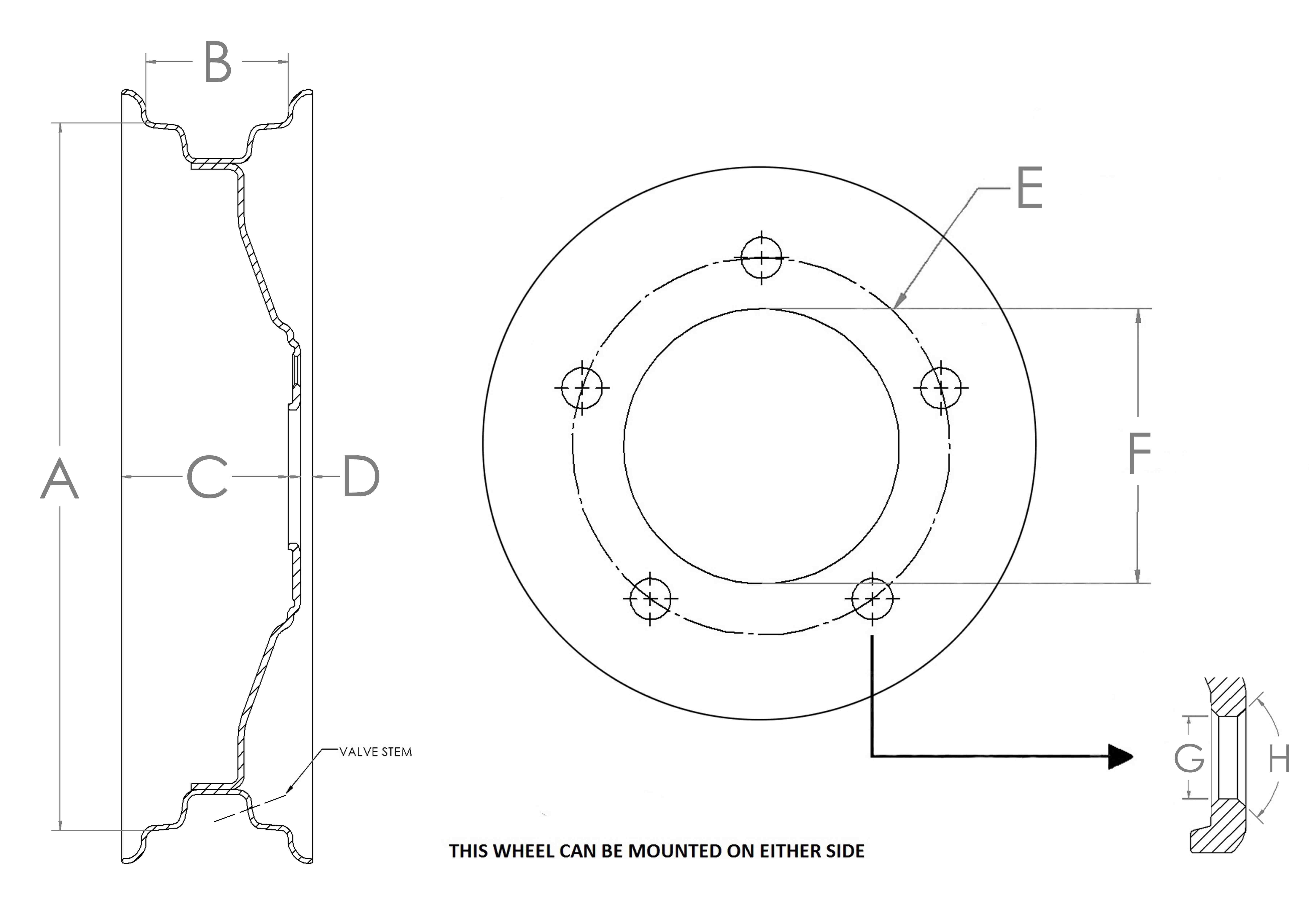 5 Hole Ag Rims with 5.5 Bolt Circle, Tractor Front/Implement Wheel Rims ...